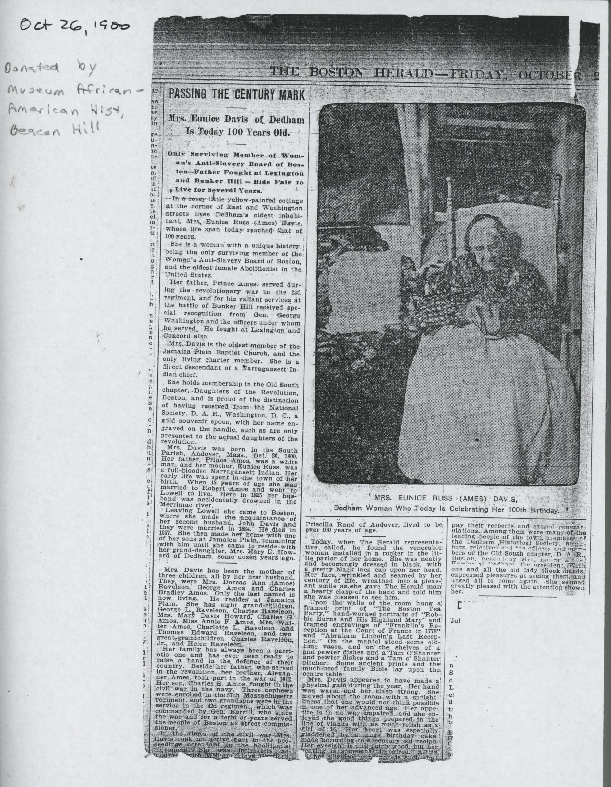 Davis Abolitionist - Dedham Museum & Archive